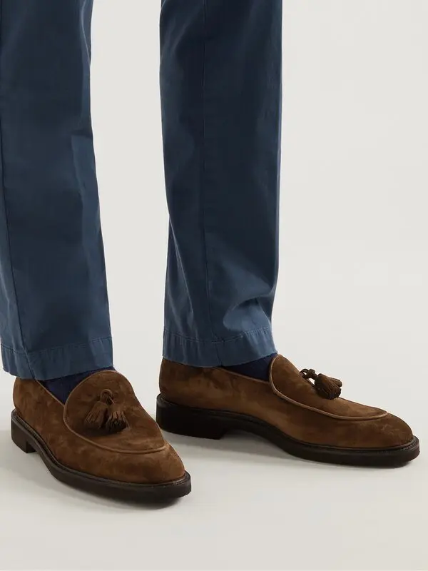 John Lobb Edmond Suede Tasselled Loafers Uk 10 - Brown  display picture 3