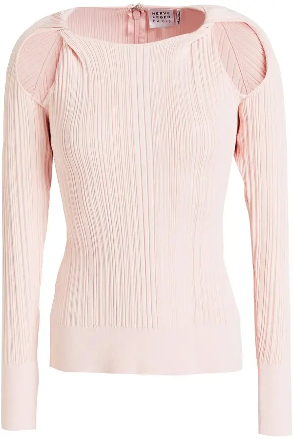 Herve Leger Cutout Twisted Ribbed Bandage Top