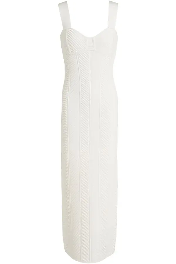 Herve Leger Ribbed Bandage Maxi Dress In White - 80% Off | Editorialist