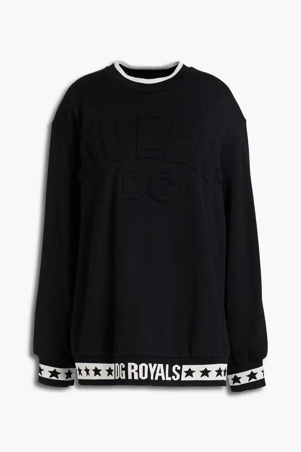 Dolce & Gabbana Embossed Logo French Cotton-blend Terry Sweatshirt - Black
