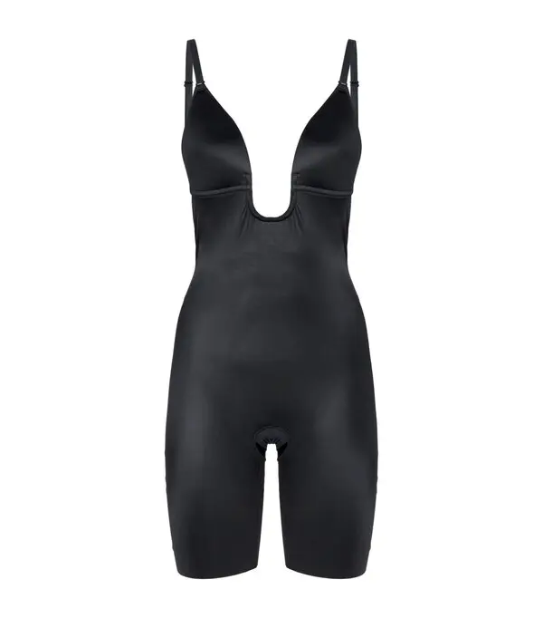 Spanx Shape Suit Your Fancy Plunge Mid-thigh Bodysuit Medium Control - Black