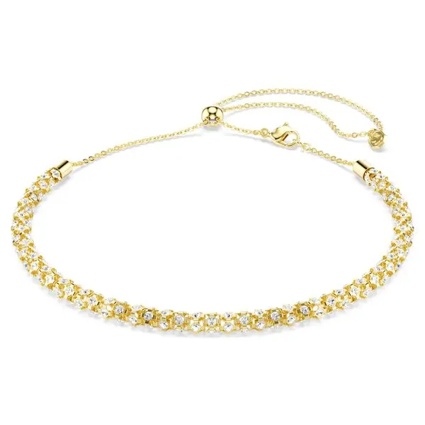 SWAROVSKI Dextera Interlocking Circle Necklace With Crystals And Gold Finish - White
