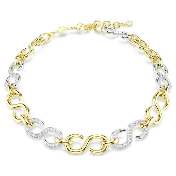 SWAROVSKI Dextera Interlocking Circle Necklace With Crystals And Gold Finish - White