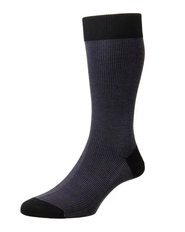 Pantherella Tewkesbury Birdseye Socks - Blue Pattern