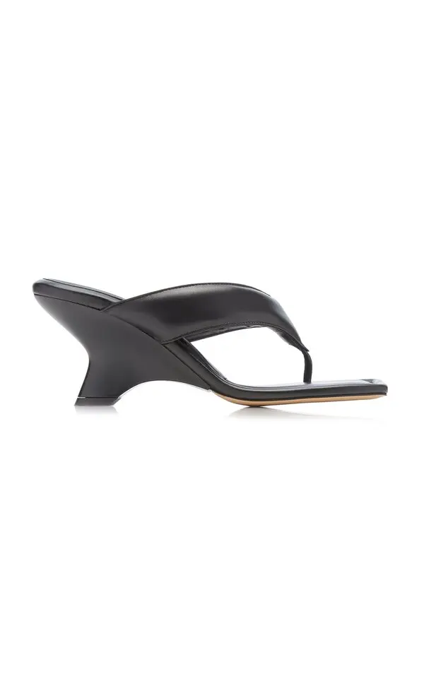 GIA BORGHINI Padded Leather Wedge Sandals - Black