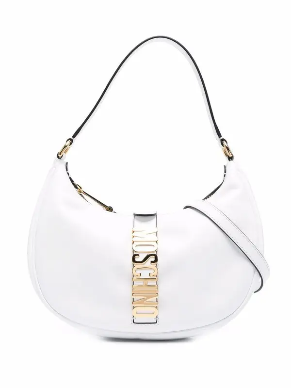 Moschino Logo Plaque Shoulder Bag - White