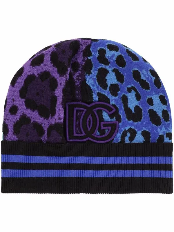 Dolce & Gabbana Leopard Print Beanie - Black