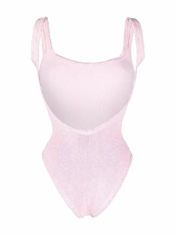 Hunza G Square Neck Ribbed Knit Swimsuit - Pink