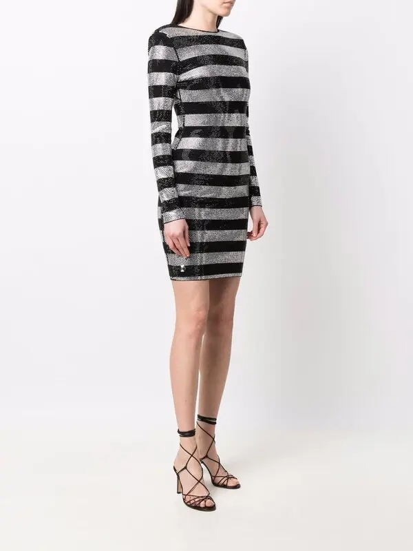 Philipp Plein Crystal-stripes Fitted Mini Dress - Black