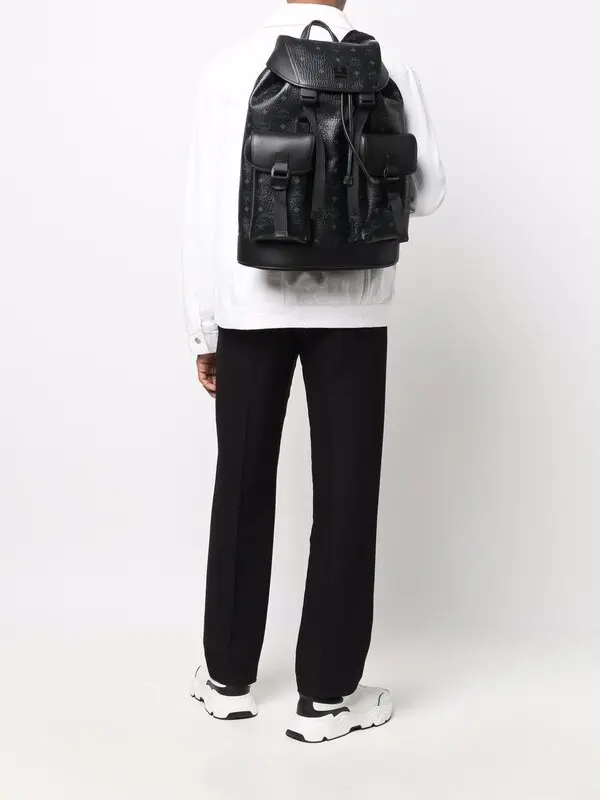brandenburg backpack in monogram leather MCM Canvas Nappa Cubic Medium Black White 1832229 including robust buckle closures and leather drawstring fastening for steadfast security. Brandenburg Backpack in Visetos (Men)