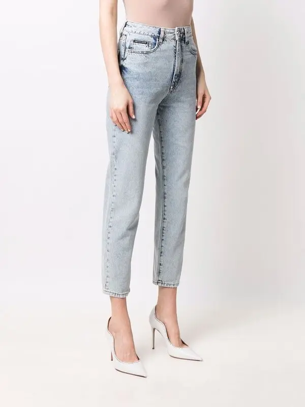 Philipp Plein Cropped Boyfriend Jeans - Blue