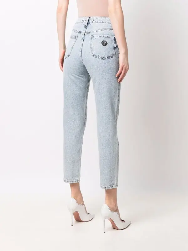 Philipp Plein Cropped Boyfriend Jeans - Blue