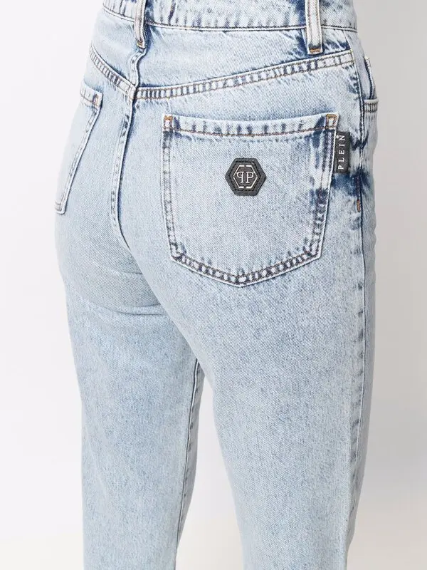 Philipp Plein Cropped Boyfriend Jeans - Blue