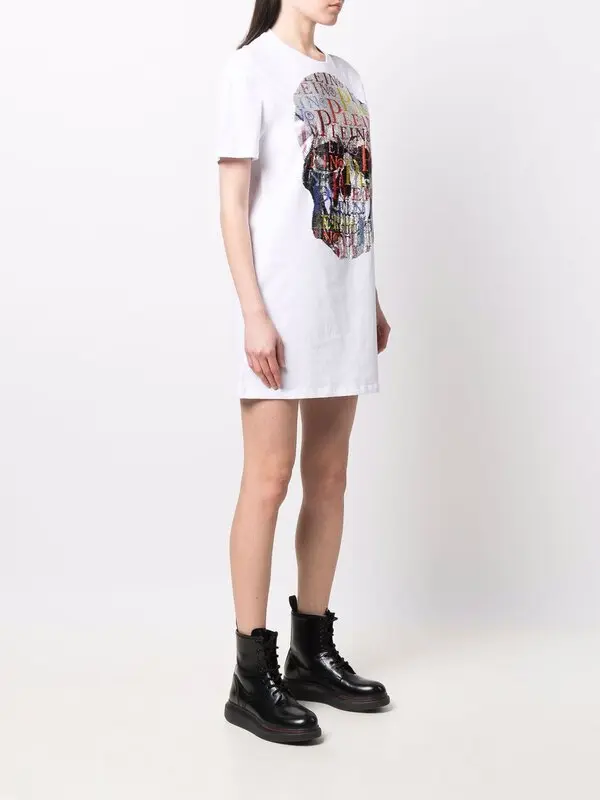 Philipp Plein Skull Rhinestone T-shirt Dress