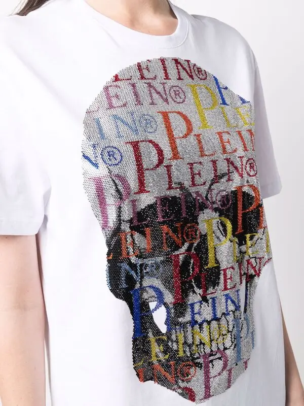 Philipp Plein Skull Rhinestone T-shirt Dress