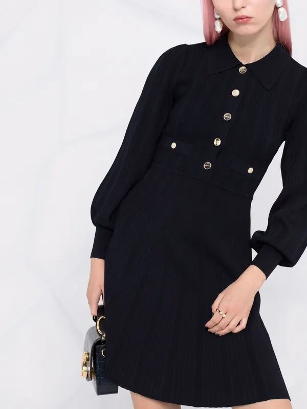 sandro lison short knit dress Sandro Lison Short Fit-Flare Pleated Dress