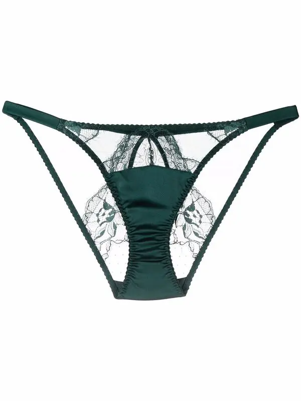 FLEUR OF ENGLAND Ela Lace Thong - Green