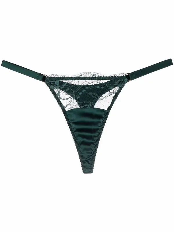 FLEUR OF ENGLAND Ela Satin Thong - Green