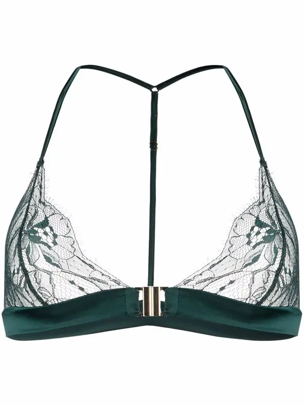 FLEUR OF ENGLAND Ela Lace-trim Boudoir Bra - Green