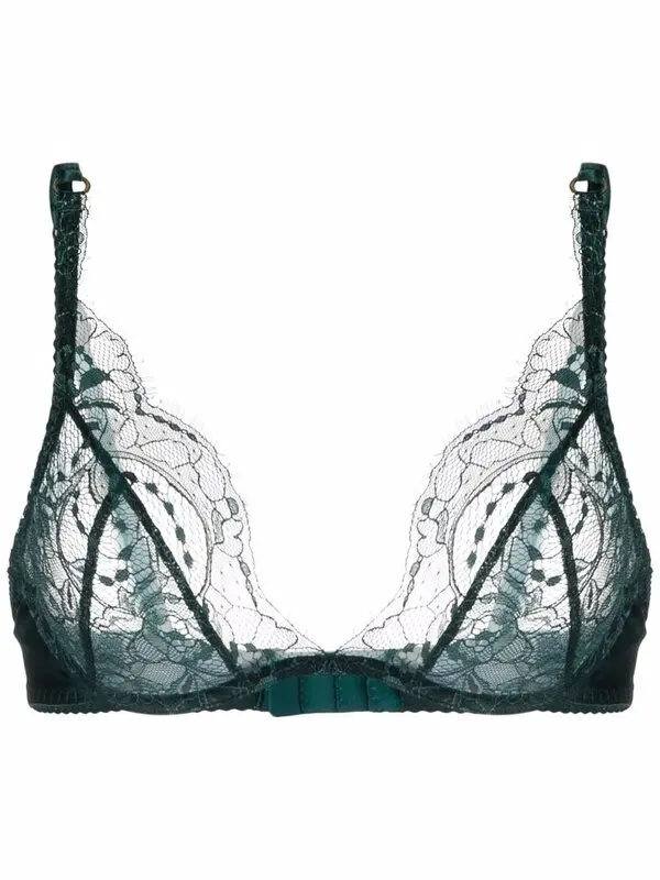 FLEUR OF ENGLAND Ela Lace-trim Plunge Bra - Green
