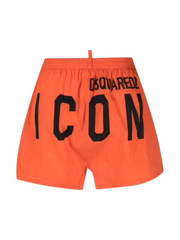 Dsquared2 Icon-print Drawstring Swim Shorts - Orange