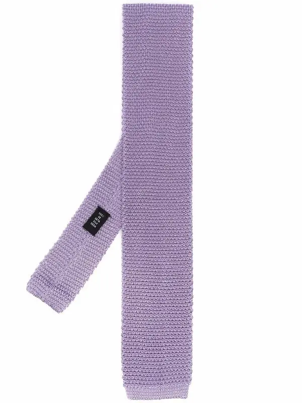 Corneliani Knitted Square-tip Scarf - Purple