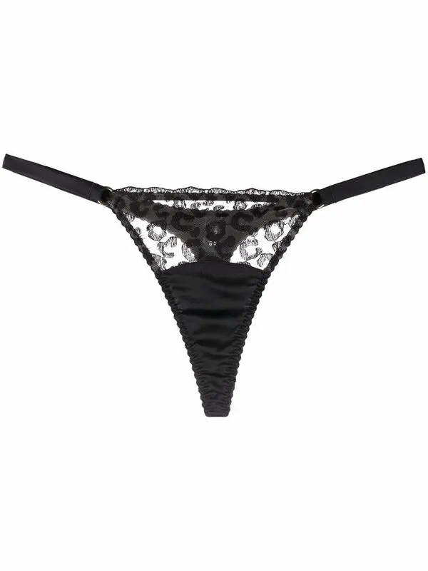 FLEUR OF ENGLAND Kittie Lace-panelled Thong - Black
