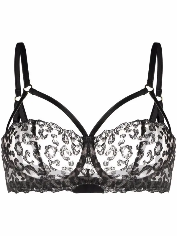 FLEUR OF ENGLAND Kittie Caged-strap Balcony Bra - Black