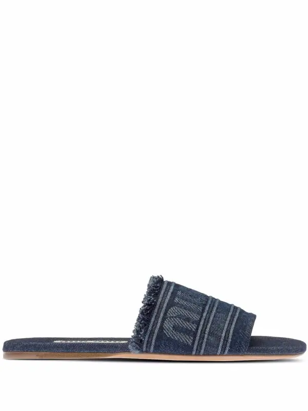Miu Miu Logo-jacquard Frayed Sandals