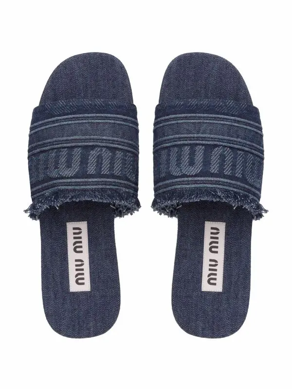 Miu Miu Logo-jacquard Frayed Sandals