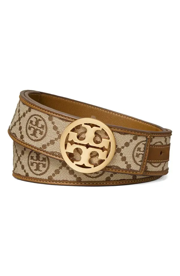 Tory Burch T Monogram Jacquard & Leather Reversible Belt  display picture 1