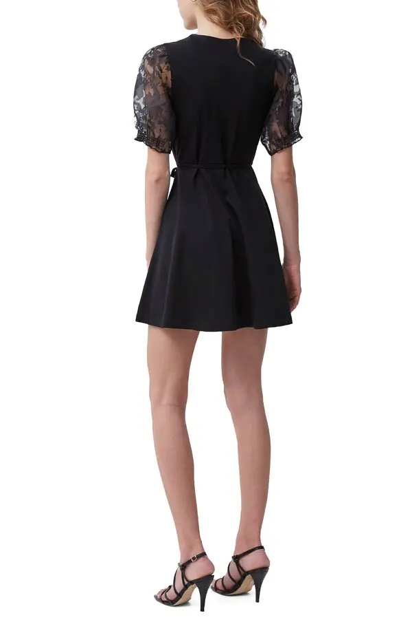 French Connection Sam Puff Sleeve Jersey Dress - Black | Editorialist