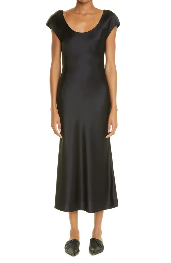 Toteme Bias Cut Satin Dress - Black | Editorialist
