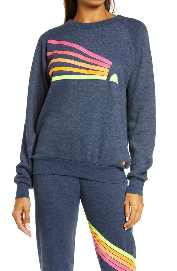 Aviator Nation Daydream Sweatshirt In Heather Navy/Neon Heather