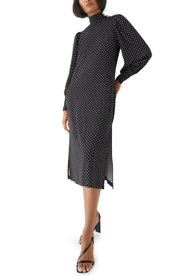 Other Stories Polka Dot Long Sleeve Jersey Dress - Black Dot Aop |  Editorialist