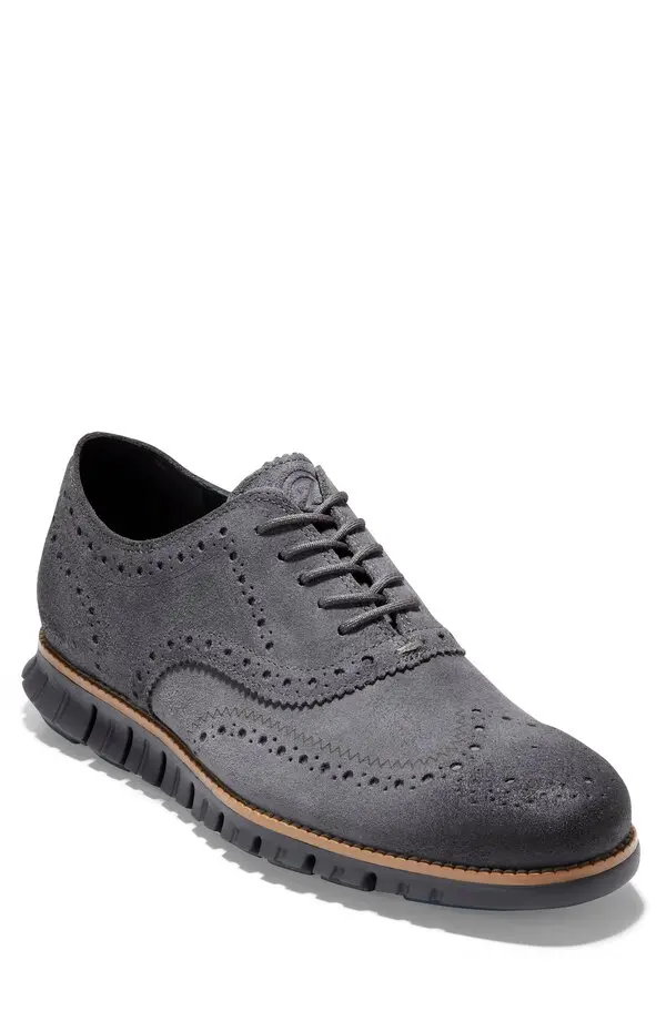 Cole Haan Zerogrand Charcoal Oxfords Cole Haan 2.ZeroGrand Lined Laser Black Wingtip with  main image 2