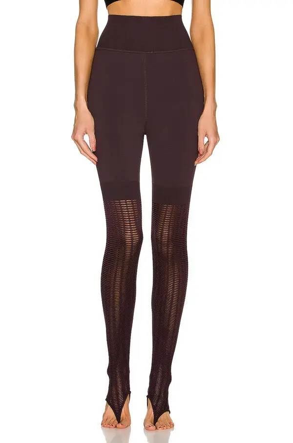 Alaïa Lace Legging In Black - Aubergine