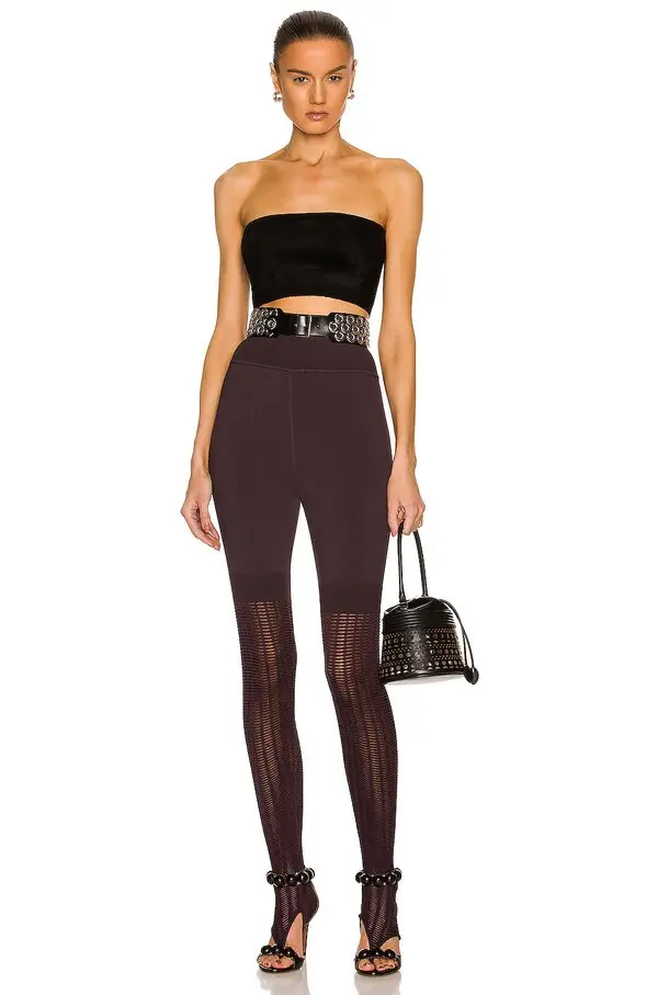 Alaïa Lace Legging In Black - Aubergine