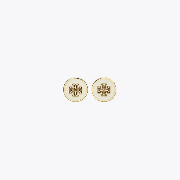 Tory Burch Icon Enamel Circle-stud Earrings - Tory Gold/new Ivory