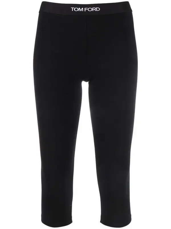 TOM FORD Cropped Logo-waistband Leggings - Black