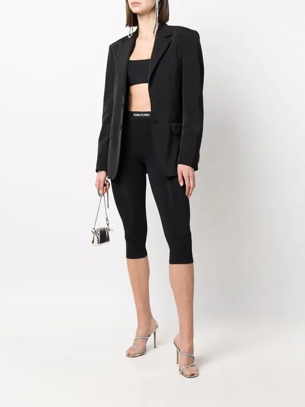 TOM FORD Cropped Logo-waistband Leggings - Black
