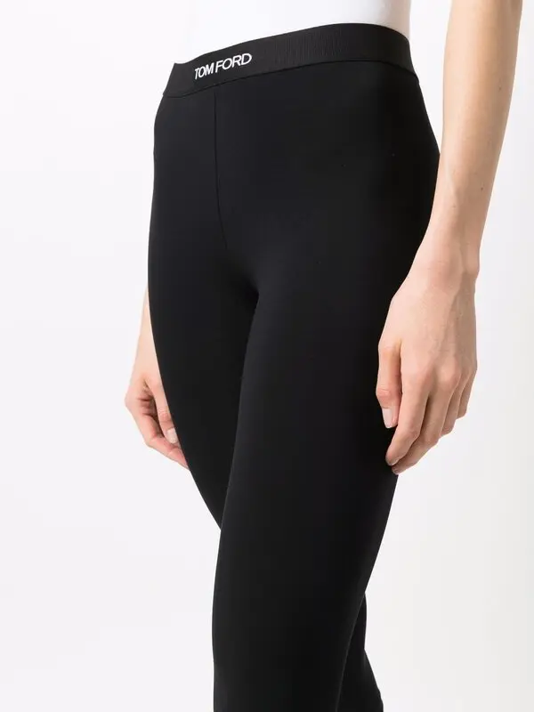 TOM FORD Cropped Logo-waistband Leggings - Black
