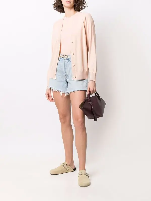 BARRIE V-neck Cashmere Cardigan - Orange