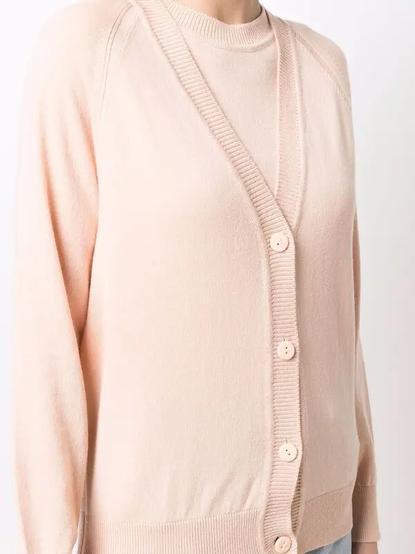 BARRIE V-neck Cashmere Cardigan - Orange