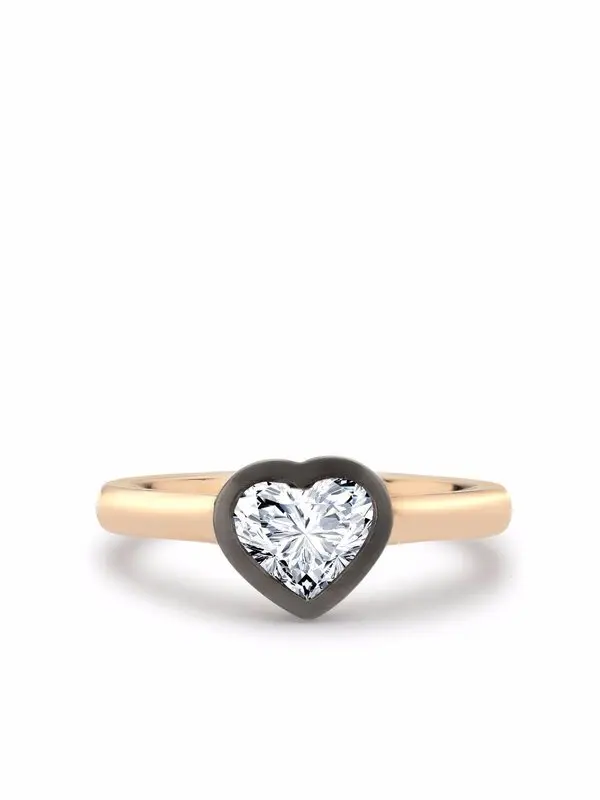 PRAGNELL 18kt Rose And Blackened White Gold Heart-shaped Diamond Ring - Pink