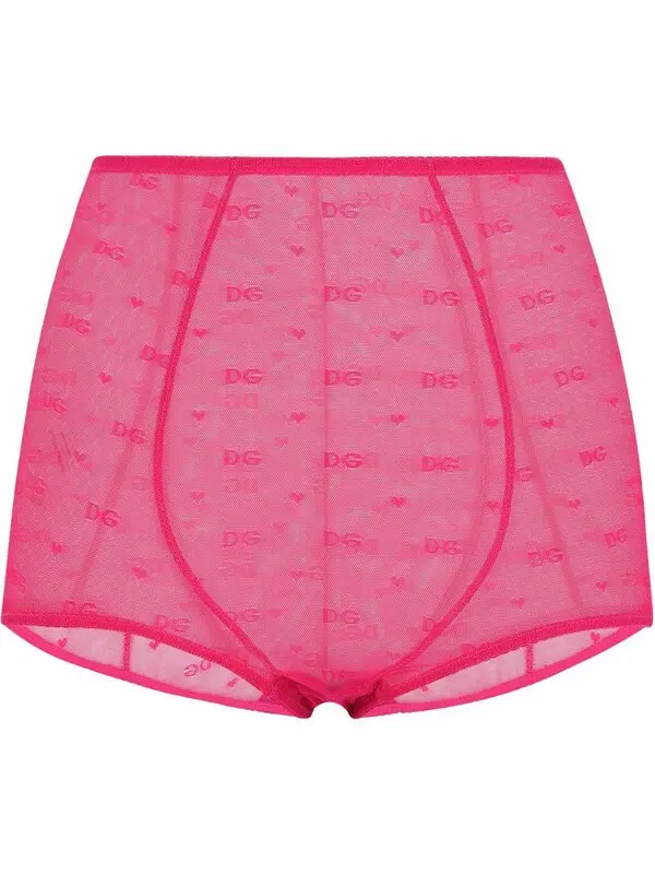 Dolce & Gabbana Dg Logo-print High-waisted Briefs - Pink