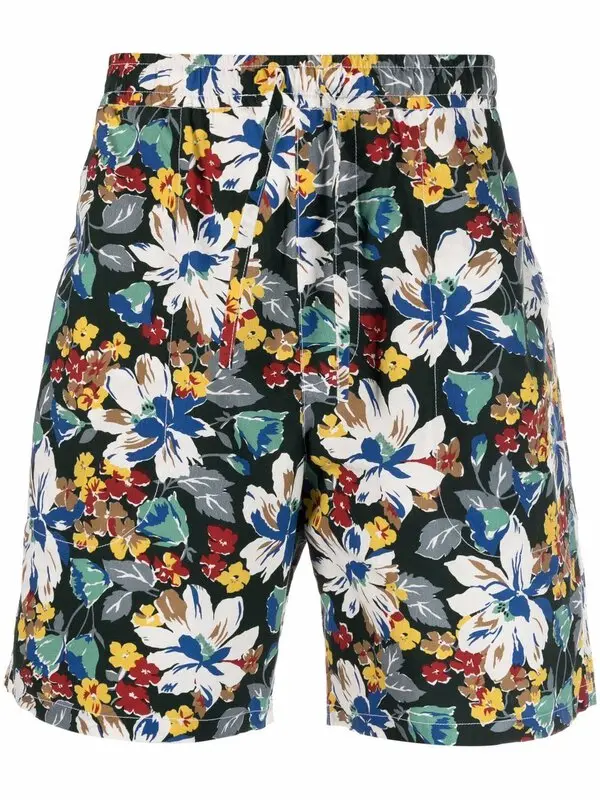 You Must Create Floral Drawstring Shorts - Green