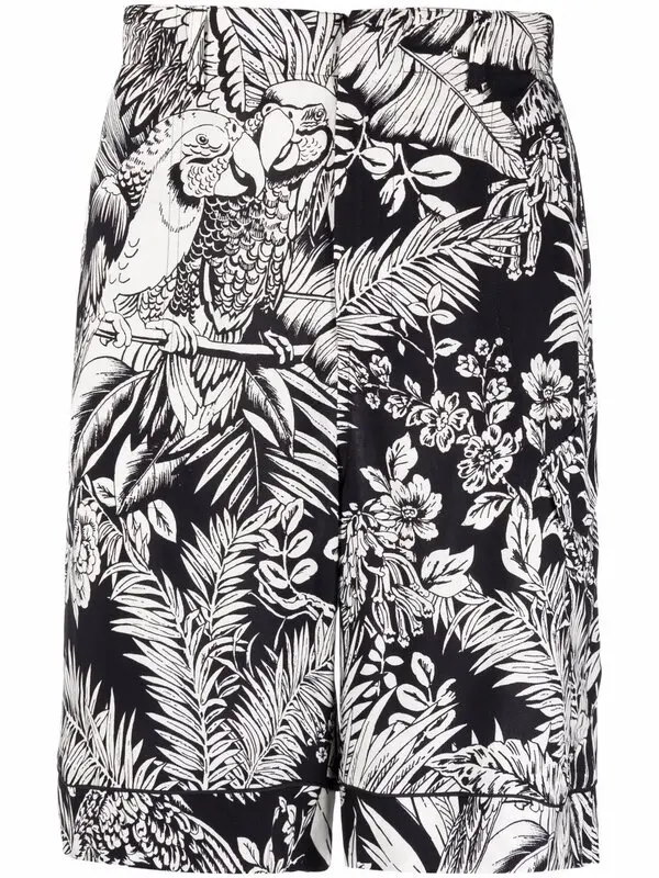 Palm Angels Parrot-print Track Shorts - Black