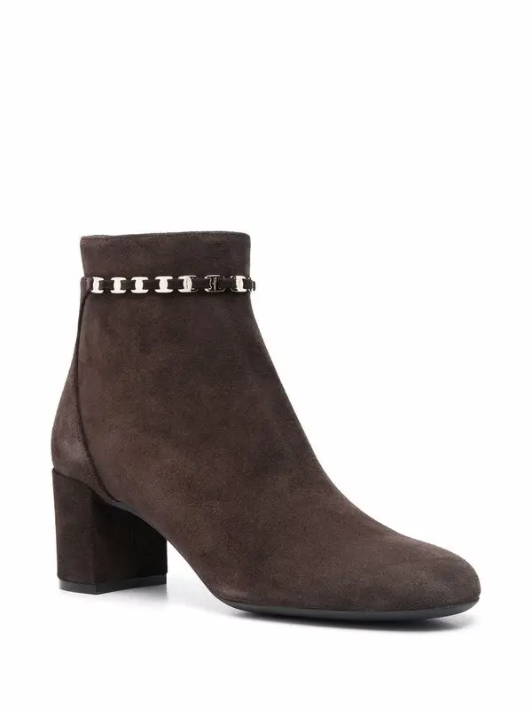 FERRAGAMO Ghila Suede Ankle Boots - Brown