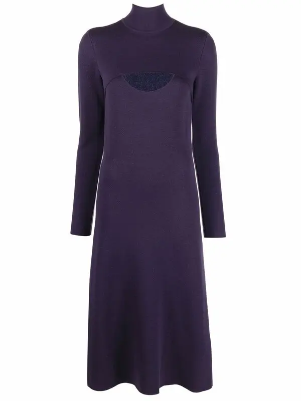 FERRAGAMO Lamé Wool Midi Dress